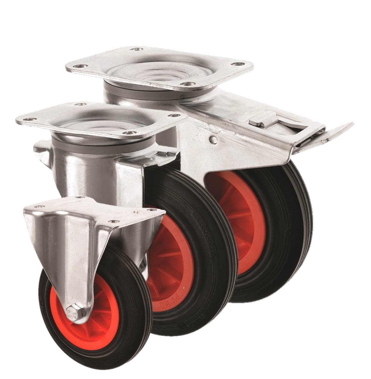 Black Rubber Castors | Industrial Castors | Ross Castors