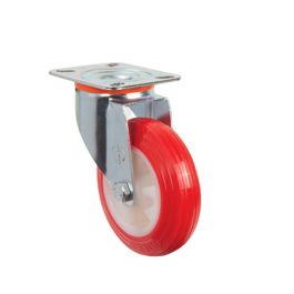 100mm Pressed Steel Castors with Red Polyamide Wheel Castors, Trolley ...