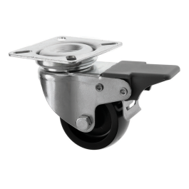 50mm Swivel Plastic Castor with Brake Black Wheel | Ross Castors ...