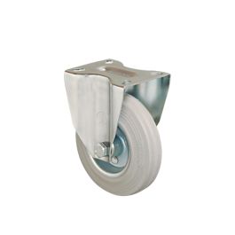 150mm Pressed Steel Fixed Castor with Grey Rubber Wheel Castors ...