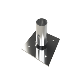 A square foot mount to hold a round tube frame system for exhibition ...