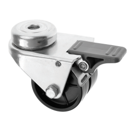 75mm Twin Wheeled Castor with Brake and Black Plastic Wheel Castors ...