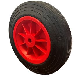 Solid Rubber Trolley Wheel Red Plastic Centre 200mm Dia. 12.7mm Bore ...