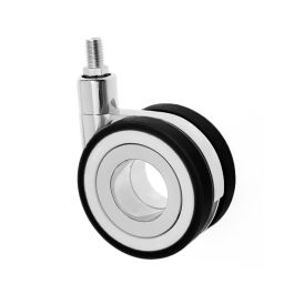 75mm Designer Twin Wheel Castor with M10 X 15mm Thread Black Castors ...