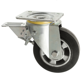 8" Heavy Duty Leading Brake Castors - 200mm Rubber Castor Wheel Castors ...
