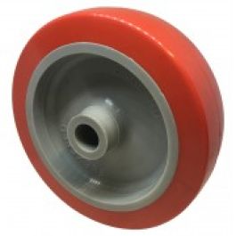 Red Polyurethane Wheel 125mm x 15mm Plain Bore Castors, Trolley Wheels ...