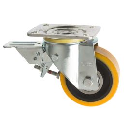 200mm Leading Brake Castor – Heavy Duty Polyurethane Wheel Castors ...
