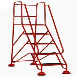 Classic 5 Step Mobile Safety Steps - Anti-Slip Tread Yellow Castors ...