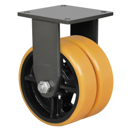 200mm Fixed Heavy Duty Castor Twin Fabricated Polyurethane Wheel 2400kg ...