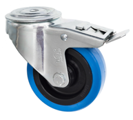 Industrial Blue Rubber Castors Bolt Hole Fitting | Ross Castors Castors ...