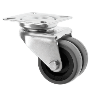 50mm Twin Wheel Grey Rubber Castor with Brake | Ross Castors Castors ...