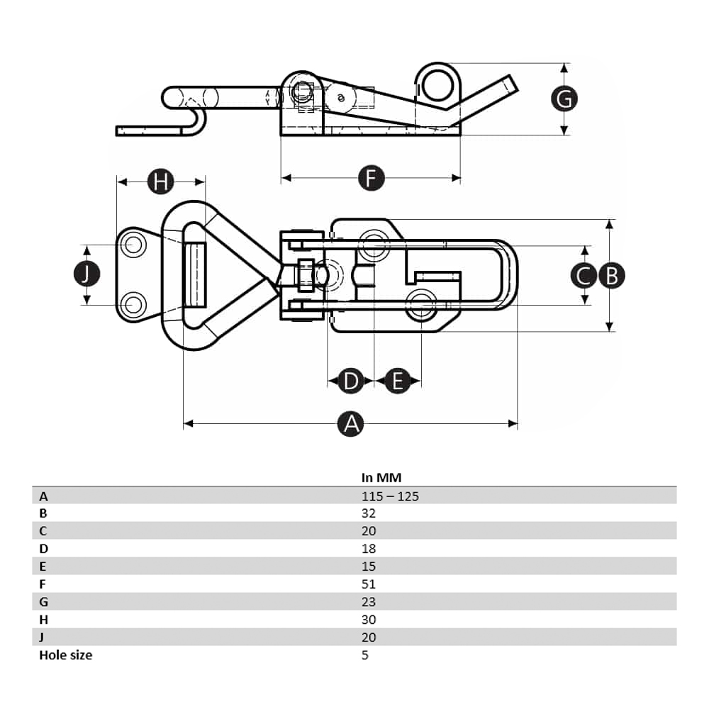 Stainless Steel Adjustable Toggle Latch 115 - 125MM Castors, Trolley ...
